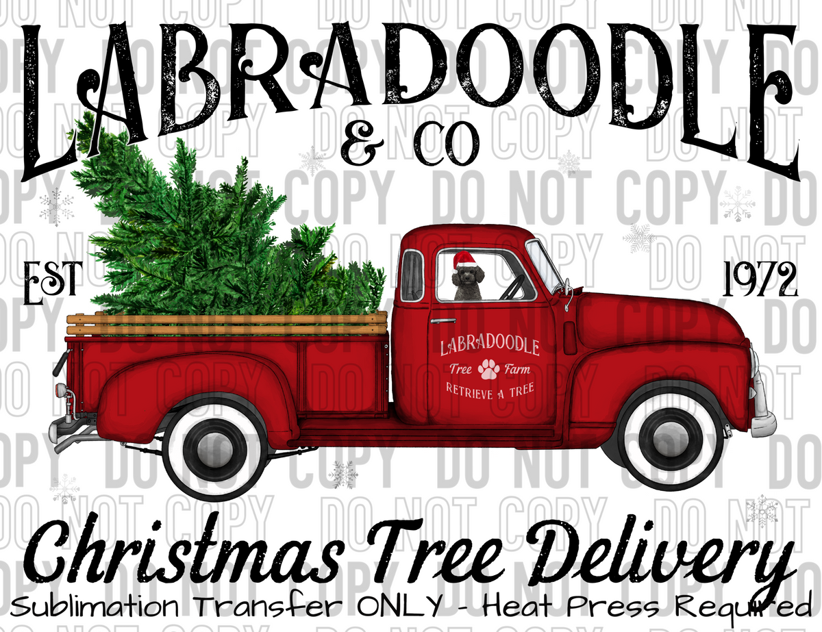 Labradoodle Black Dog Tree Delivery Sublimation Transfer – Rusty Rocker