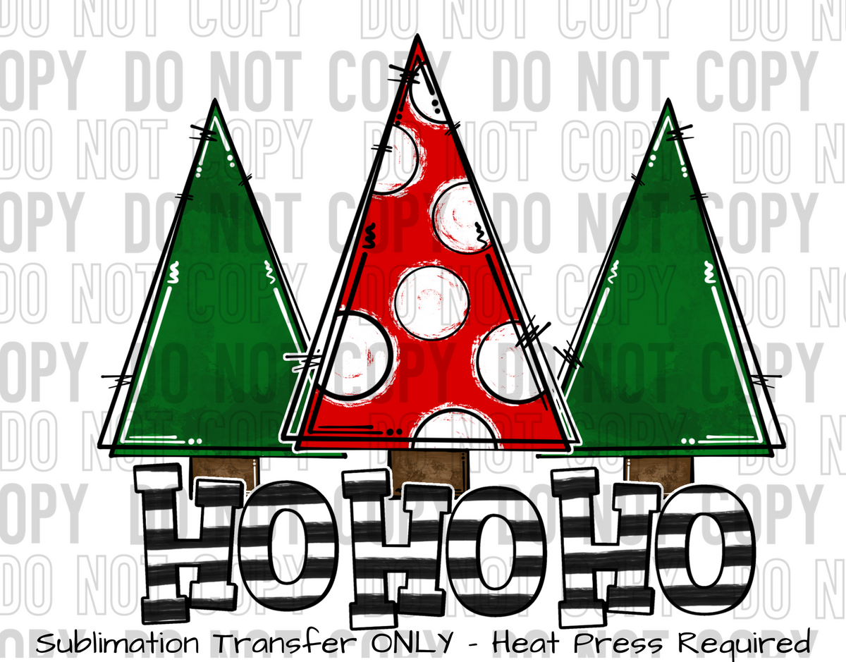 HO HO HO Trees, Stripes, Polka Dots Sublimation Transfer – Rusty Rocker
