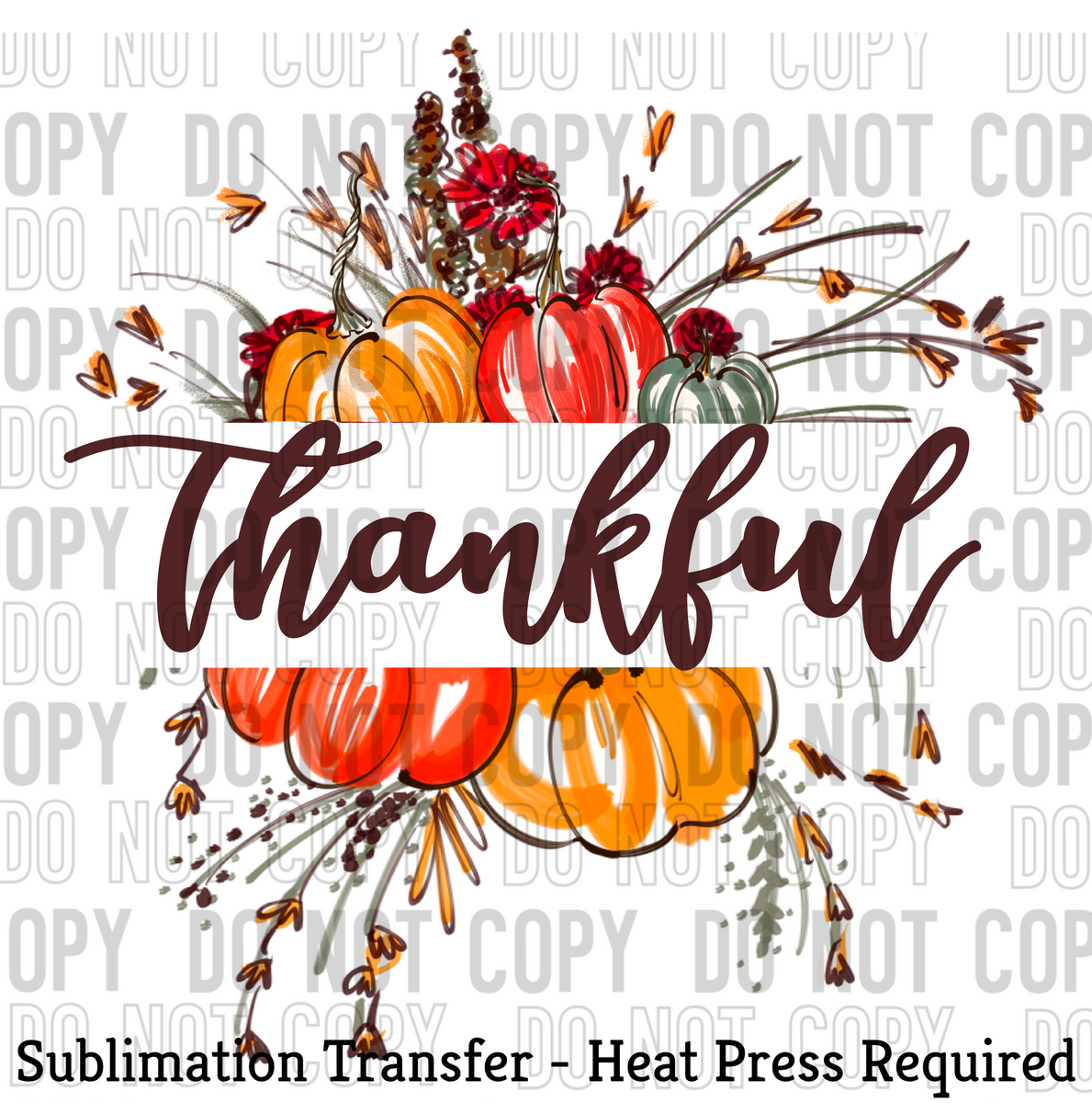 Thankful Floral Pumpkin Sublimation Transfer – Rusty Rocker Transfers